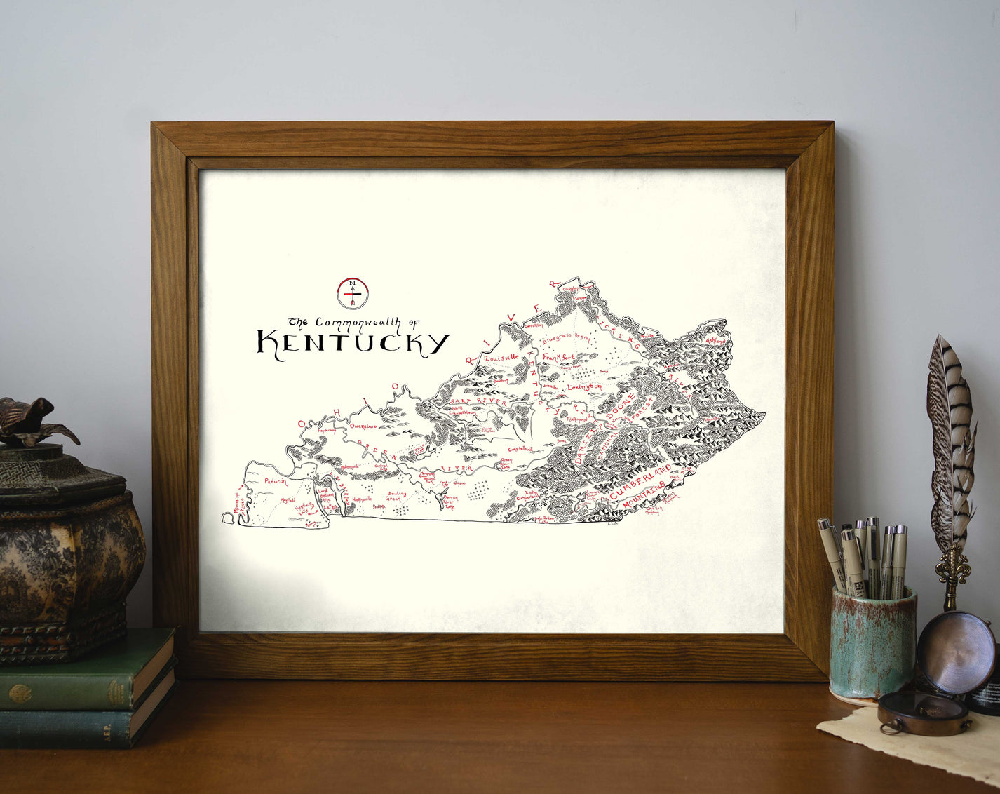 Hand-drawn map of Kentucky – Lord of Maps