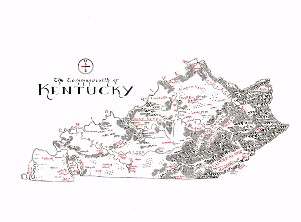 Hand-drawn map of Kentucky – Lord of Maps