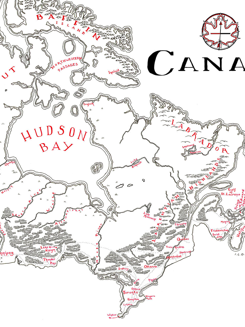 Hand drawn map of Canada – Lord of Maps