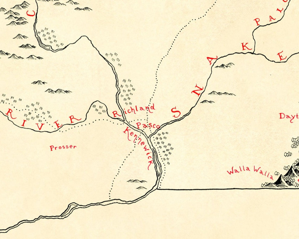 Hand drawn map of Washington State in a Fantasy Style – Lord of Maps